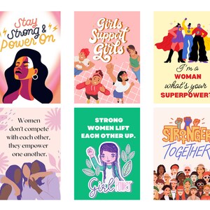 12 Women Empower Printable Cards, Women's Empowerment Cards, Female ...