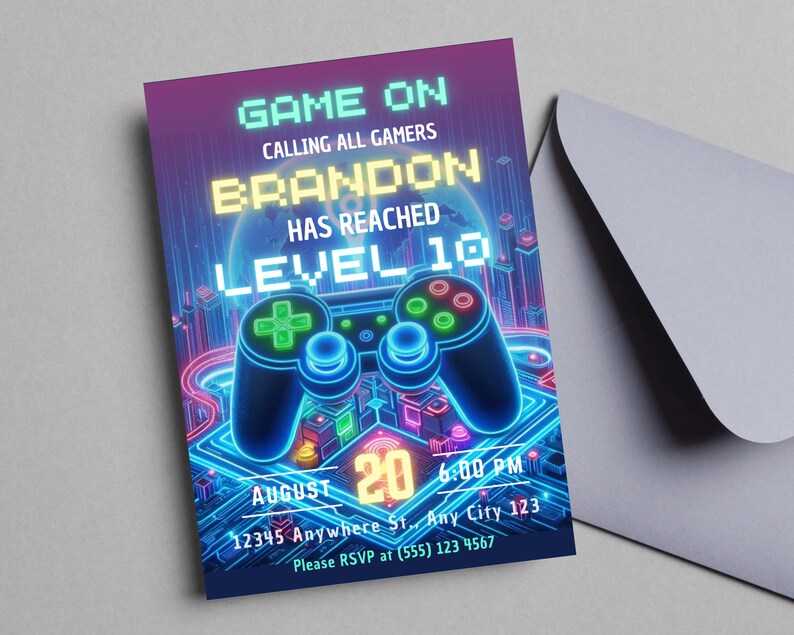 Video Game Birthday Party Invitation, Editable Gaming Birthday Party ...