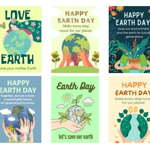 18 Happy Earth Day Printable Cards, Earth Day Cards Set, Cards for ...