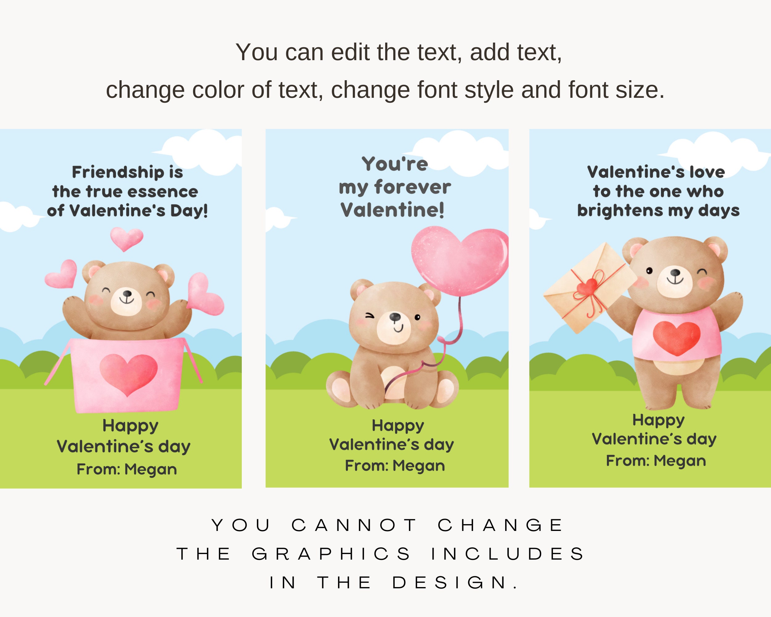 Teddy Bear Valentine's Day Cards, Printable Bear Valentines Cards ...