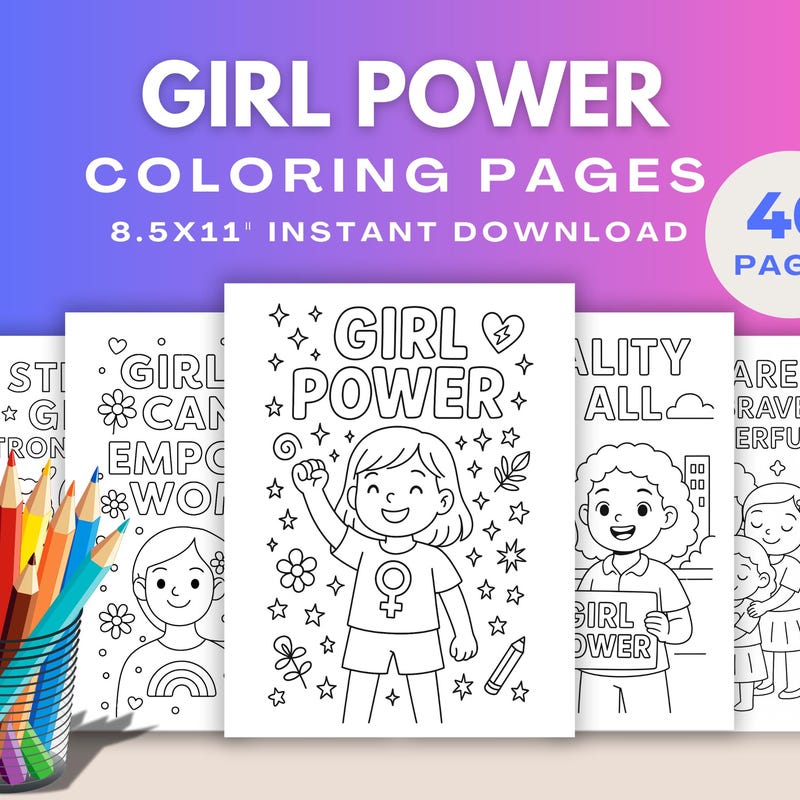 Girl Power Coloring - Etsy