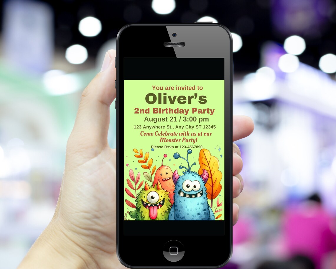 Monsters Birthday Party Invitation, Editable Little Monsters Birthday ...