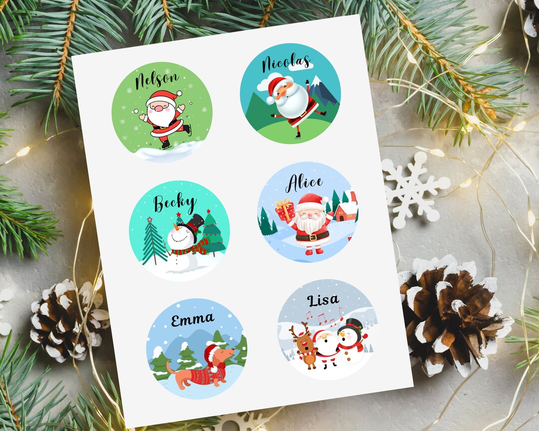 Merry Christmas Gift Stickers, Editable Christmas Labels Template ...