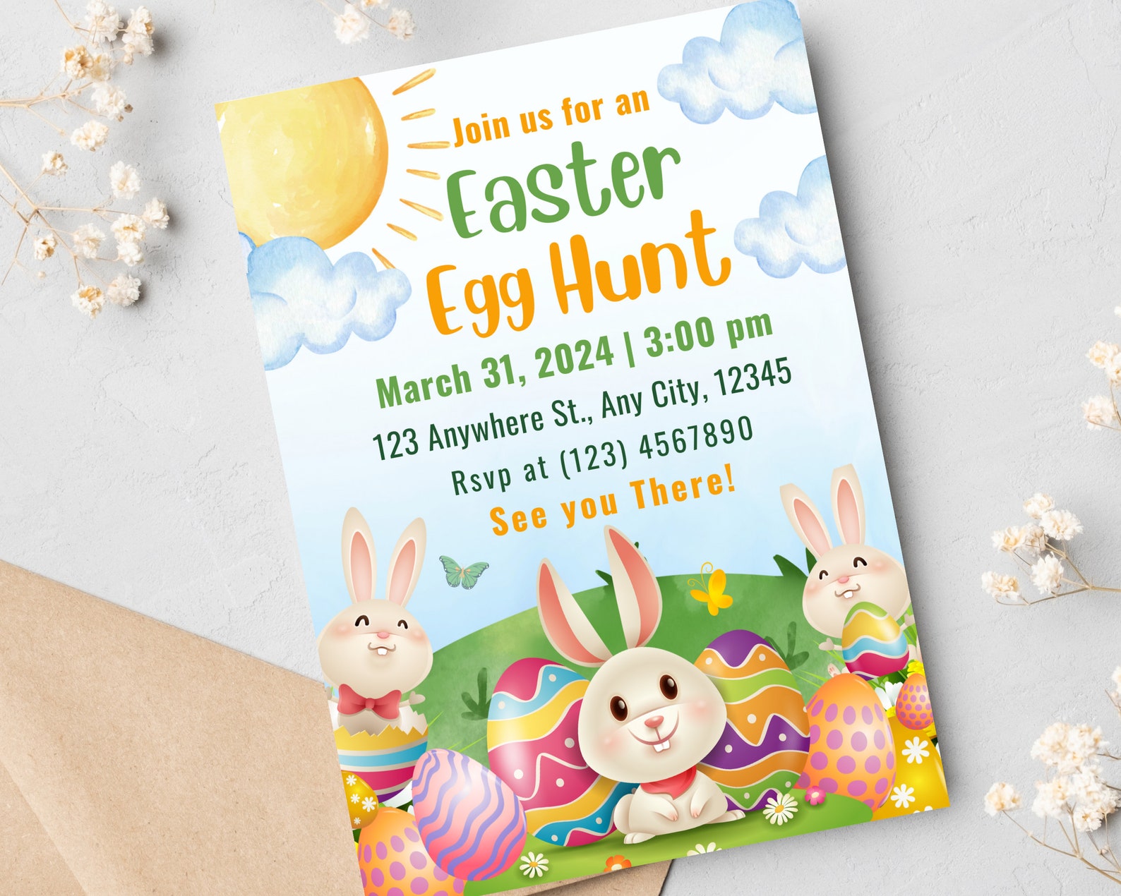 Easter Egg Hunt Invitation, Editable Easter Bunny Invitation, Printable ...