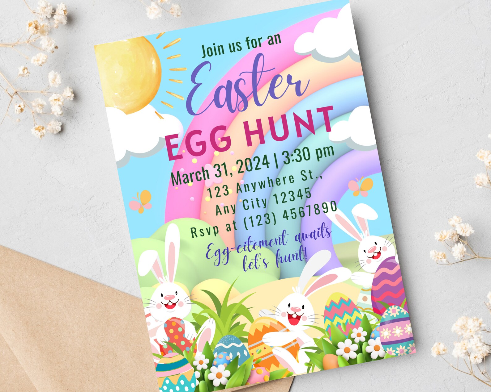 Easter Egg Hunt Invitation, Editable Easter Bunny Invitation, Printable ...
