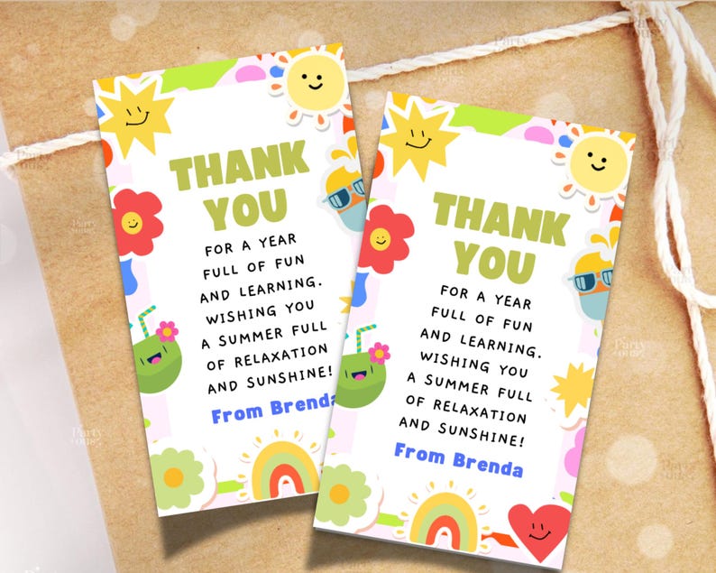 Printable Teacher Appreciation Gift Tags: Colorful Thank You (digital ...
