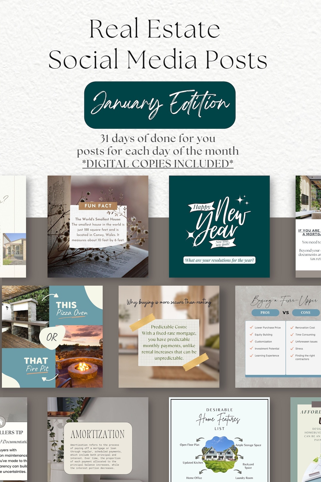 January Realtor Social Media Content Collection - 31 Days of Engaging ...