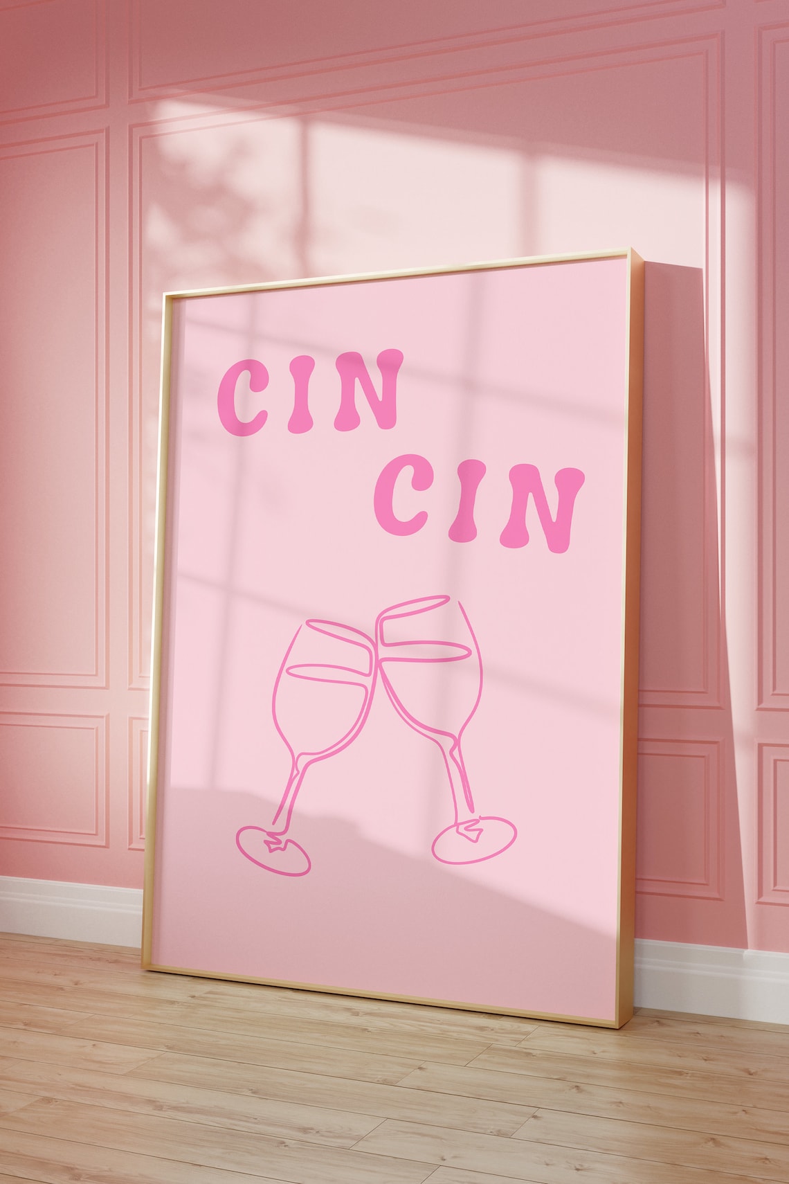 Cin Cin Art Print, Vintage Wine Print, Pink Art, Kitchen Art, Cocktail ...