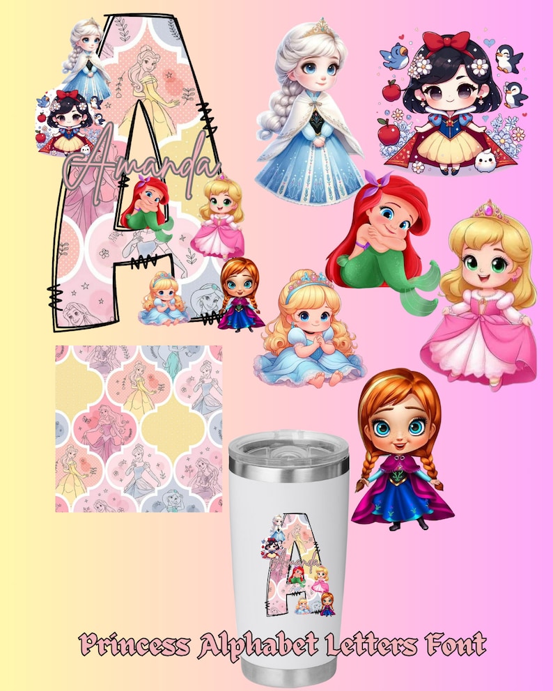 Princess Alphabet Letters Font PDF - Etsy