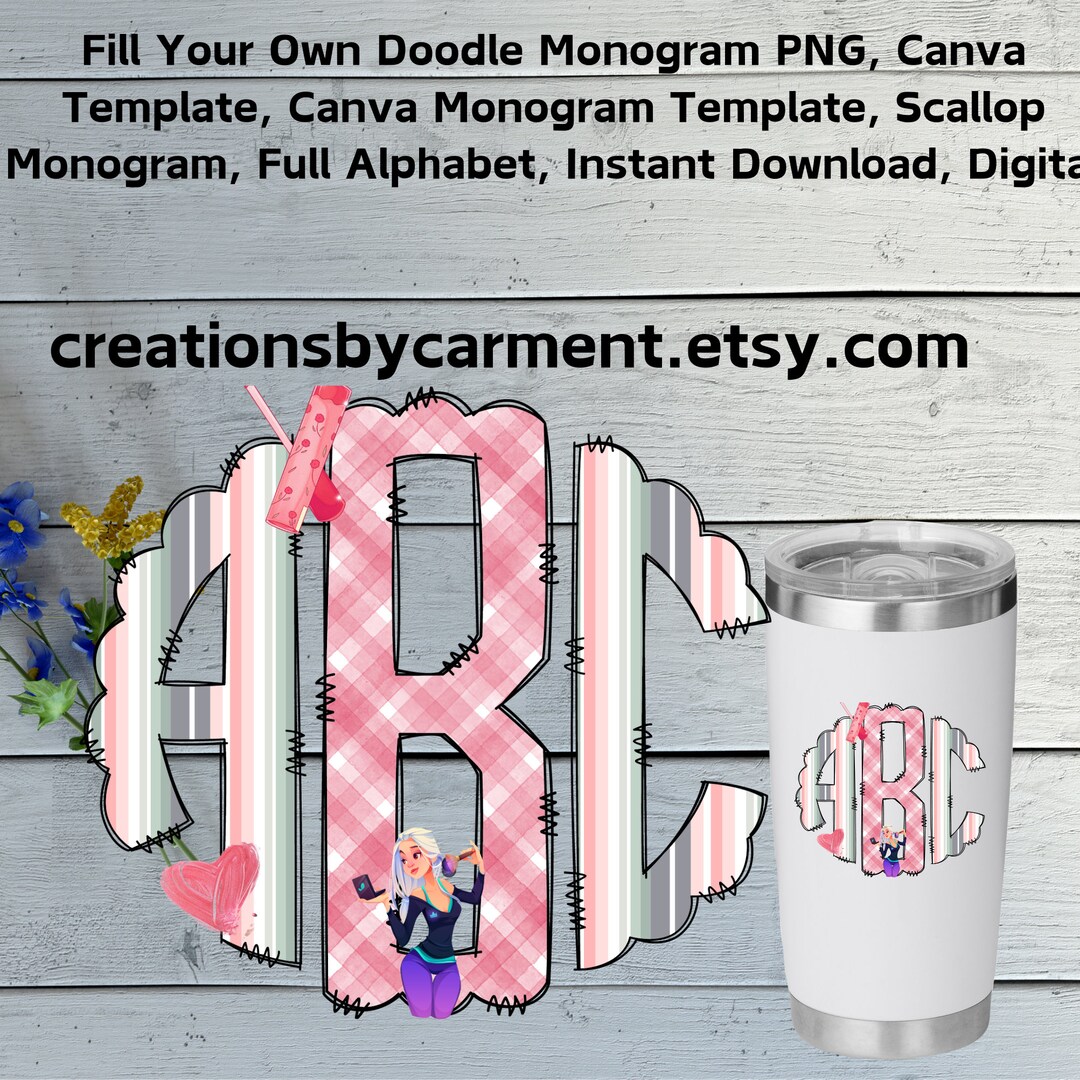 Doodle Monogram PNG, Monogram Full Alphabet, Instant Download, Digital ...