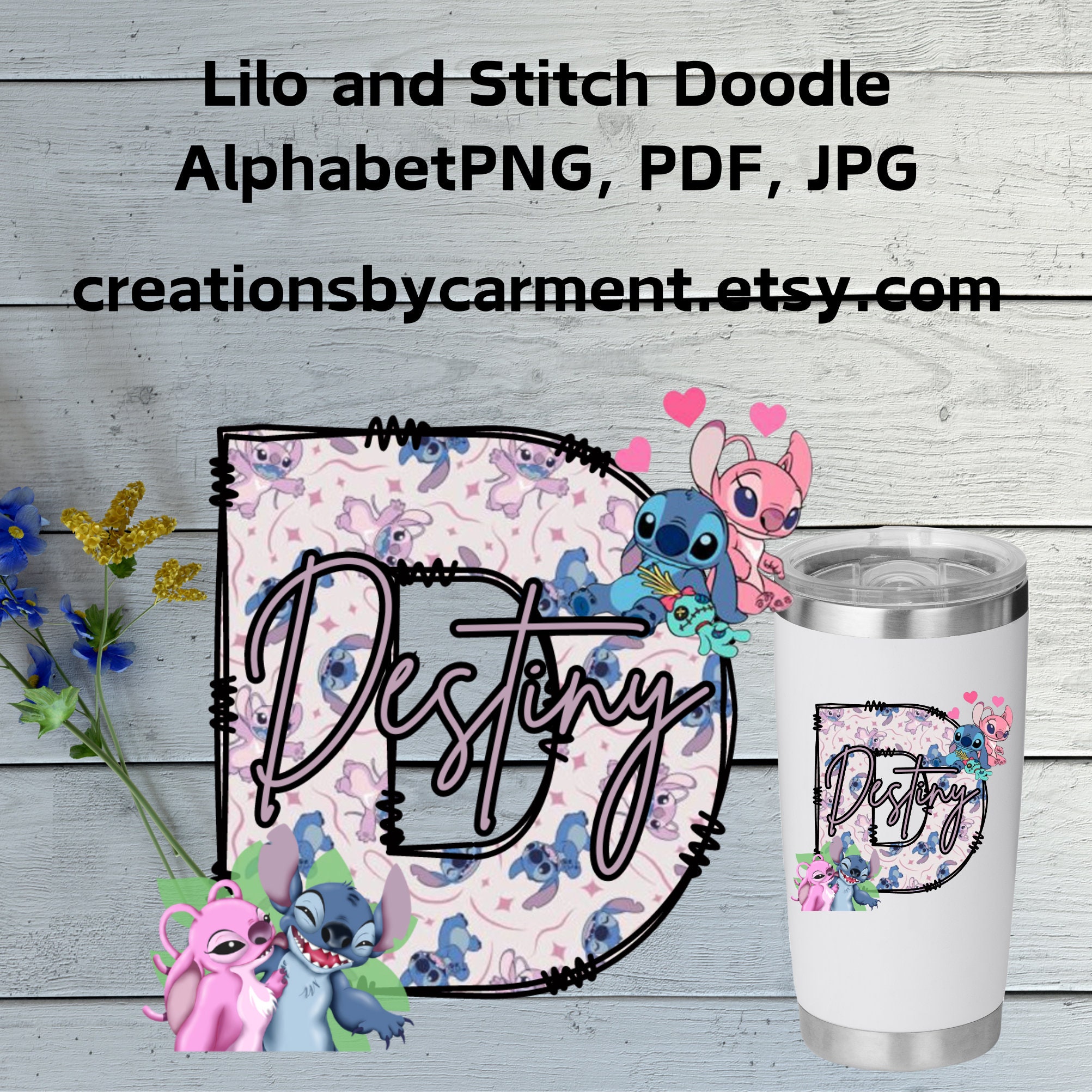 Lilo and Stitch Doodle Alphabet PNG, PDF, JPG - Etsy