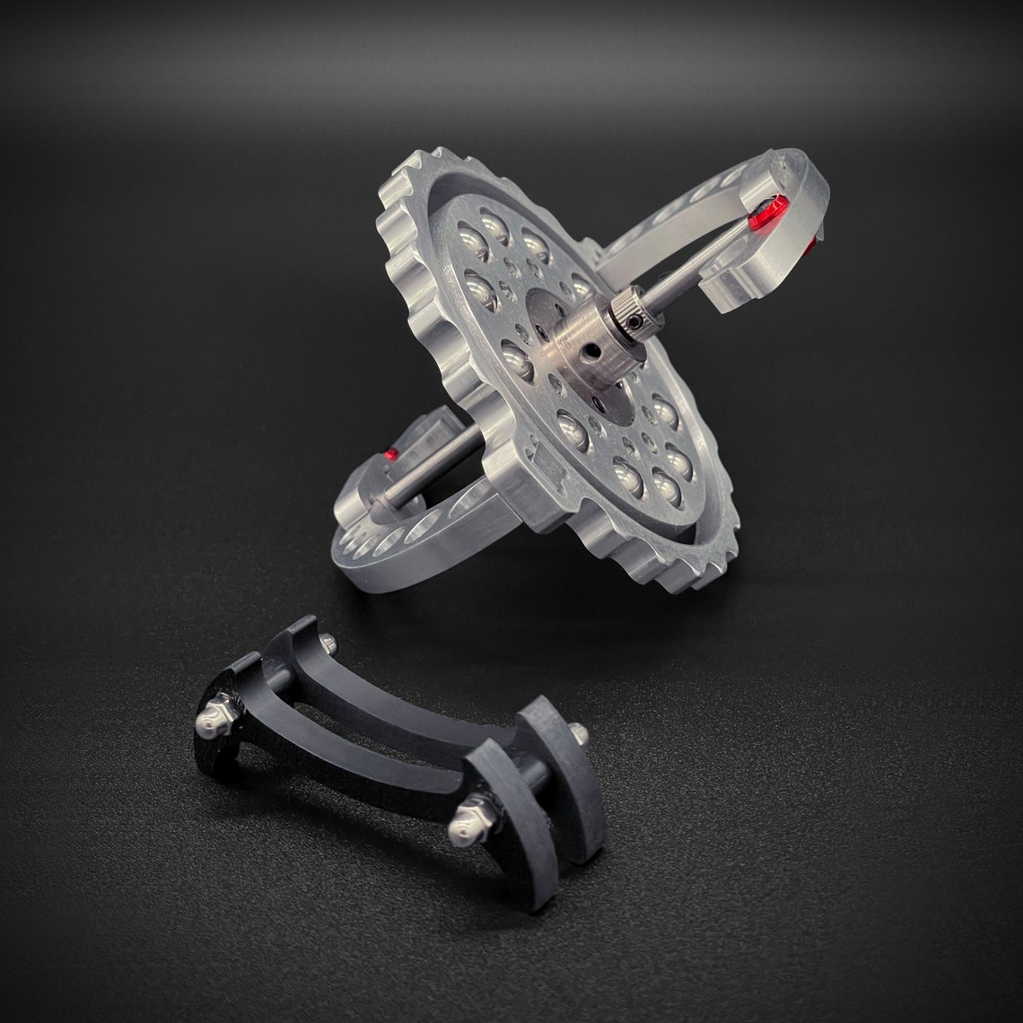 Modern Gyroscope Display W/ Stand Desktop Kinetic Sculpture in Machined ...