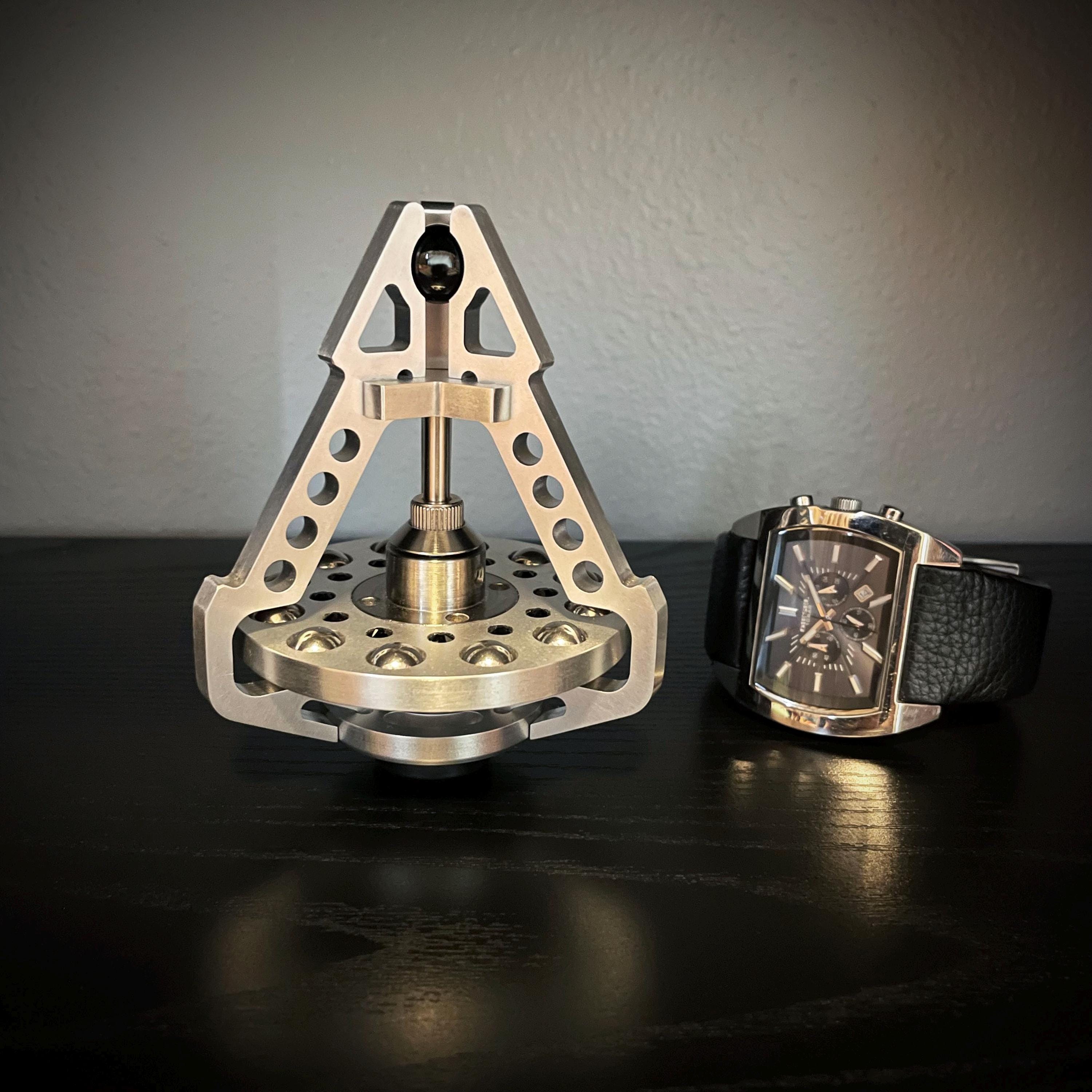 Tetrahedron Gyroscope Display | Desktop Kinetic Sculpture in Machined ...