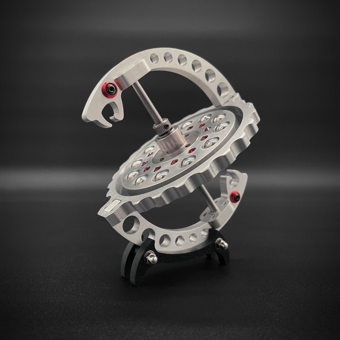 Modern Gyroscope Display W/ Stand Desktop Kinetic Sculpture in Machined ...