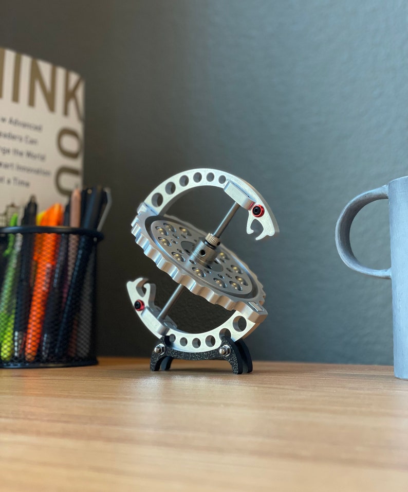 Modern Gyroscope Display W/ Stand | Desktop Kinetic Sculpture in ...