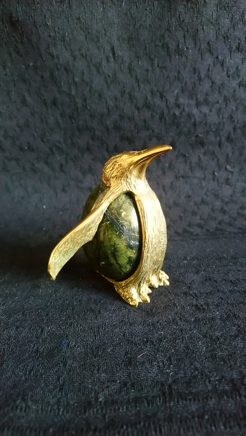 Penguin Figurine Made of Serpentine and Bronze - Etsy