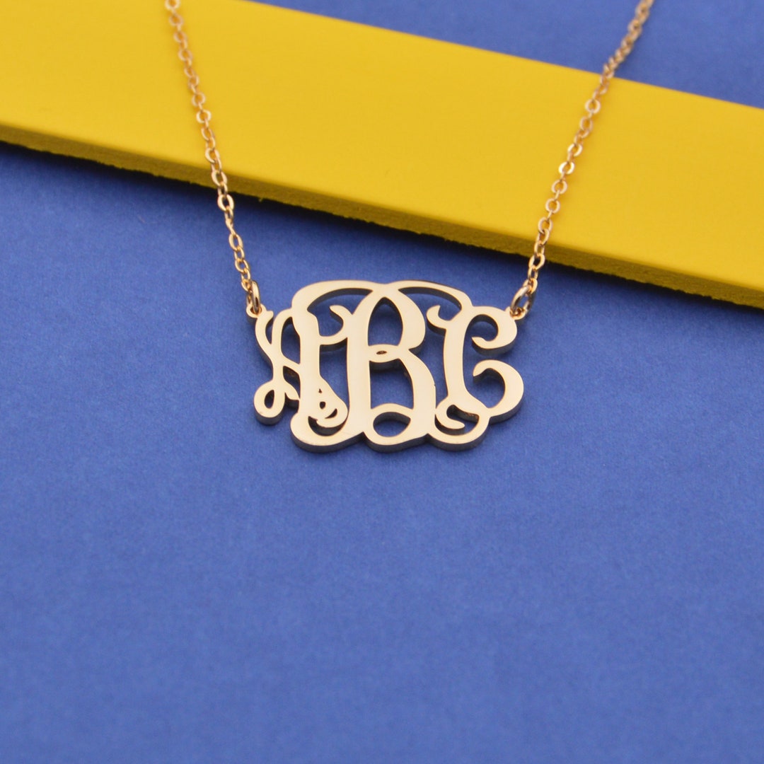 Gold Monogram Necklace: Personalized Initial Gift - Etsy