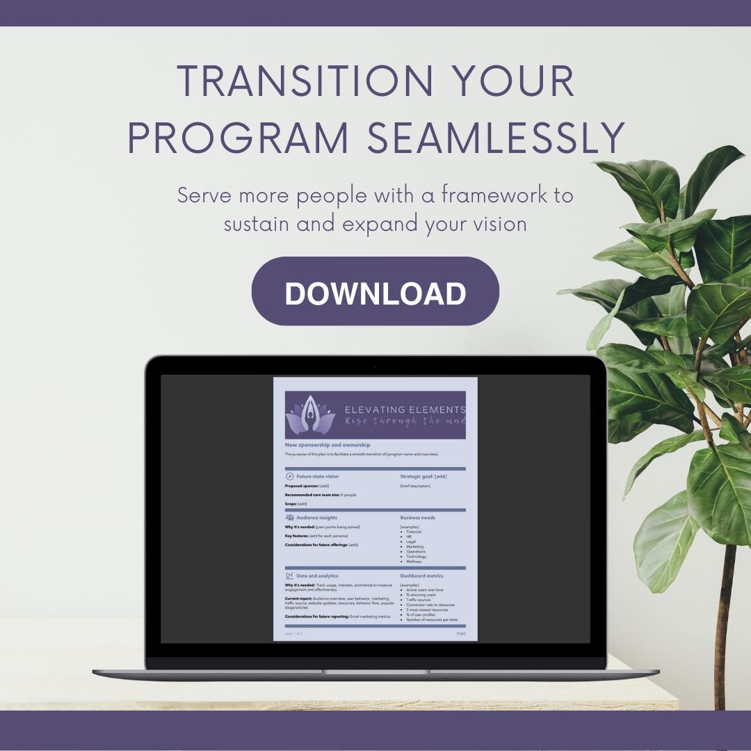 Program Transition Plan Template - Etsy