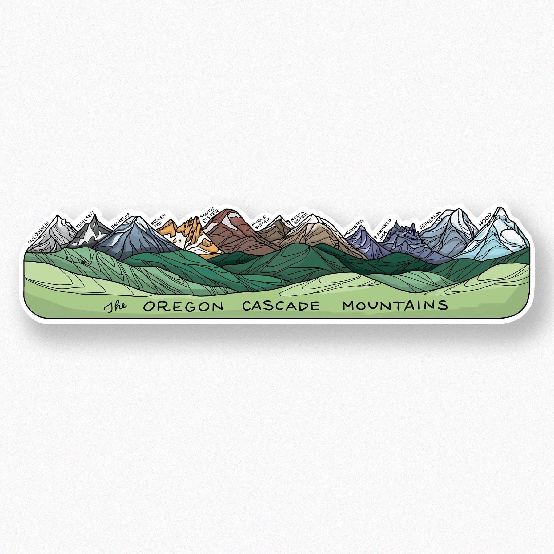 Oregon Cascade Mountains Long Sticker - Etsy
