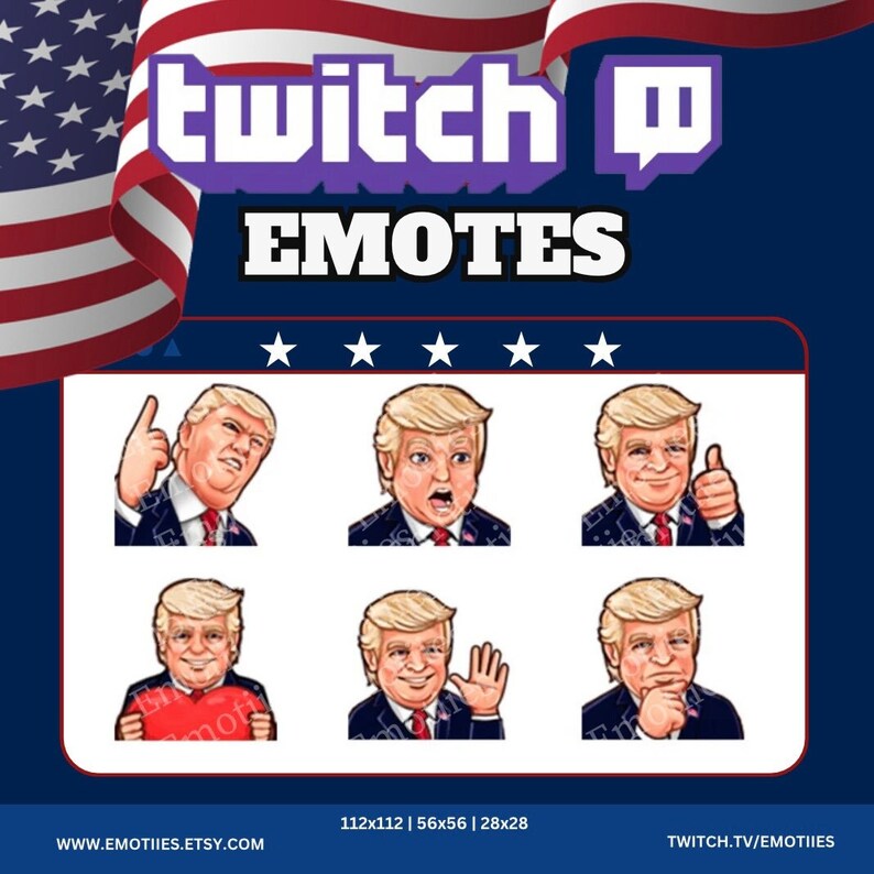 6 Twitch Emotes, Donald Trump Emotes, Funny Trump, Emote Pack, Trump ...
