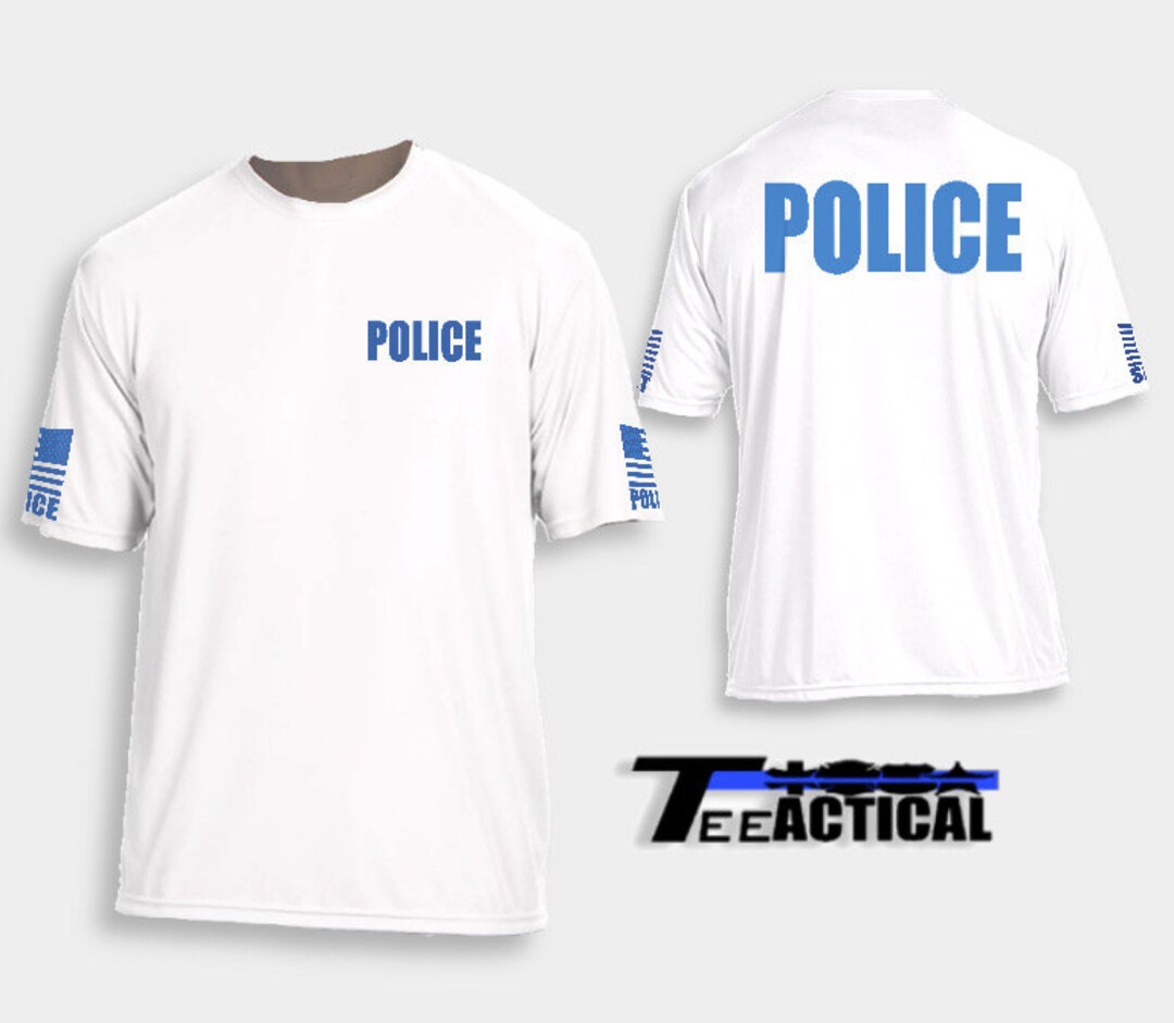 POLICE Blue on White - Short Sleeve Moisture Wicking Shirts - Etsy