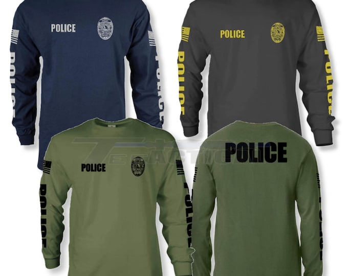 POLICE (customizable) 100% Cotton Long Sleeve Shirts - Etsy