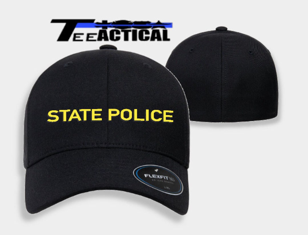 STATE POLICE Adult Flexfit Stretch Fitted Hat -yellow on Black - Etsy