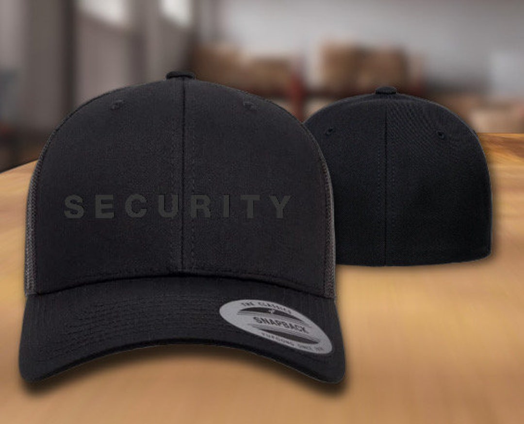 SECURITY Adult Flexfit Stretch Fitted Hat -black on Black - Etsy