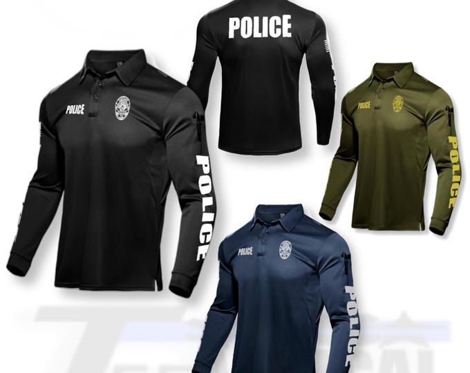 Custom POLICE (fully Customizable) Tactical Long-sleeve Polo Shirts - Etsy