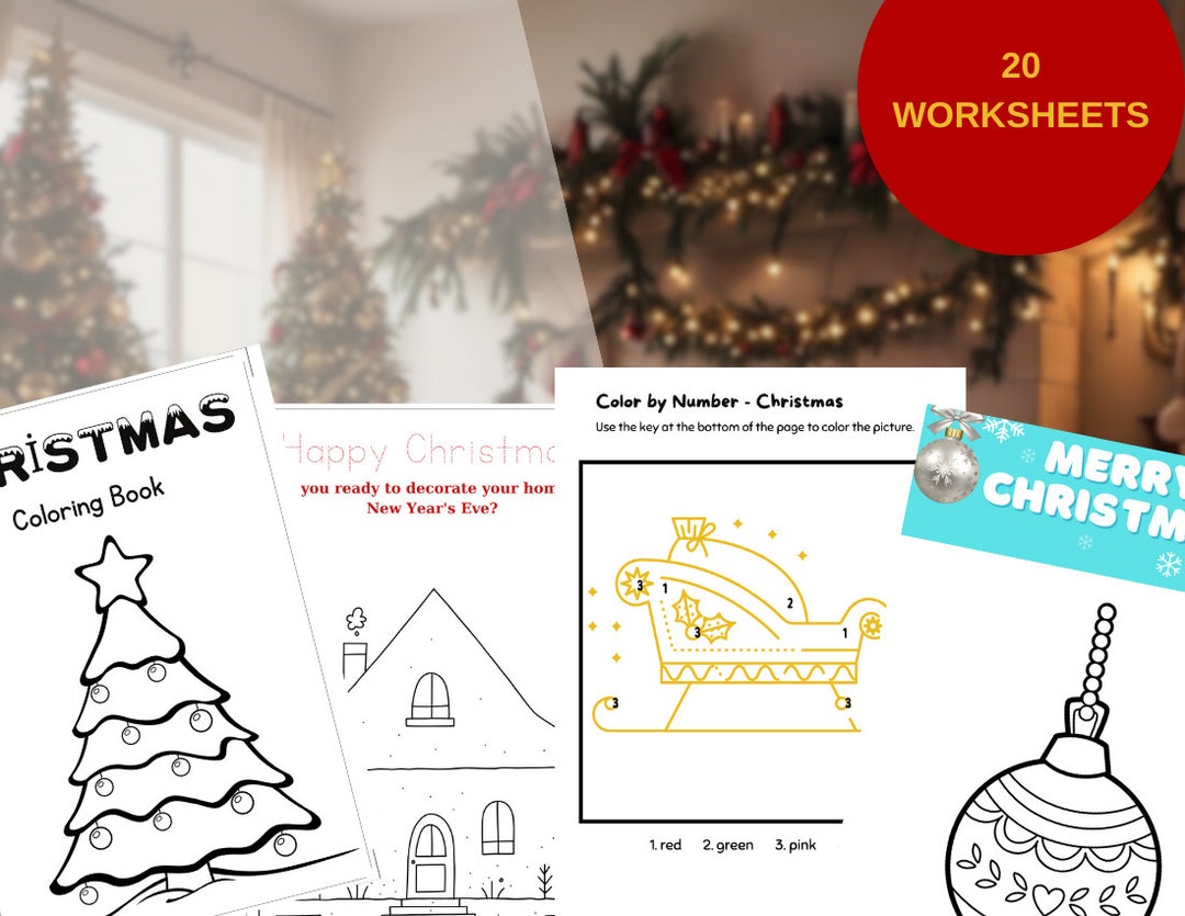 20 Christmas Coloring Pages, Christmas Worksheets, Christmas Printable ...