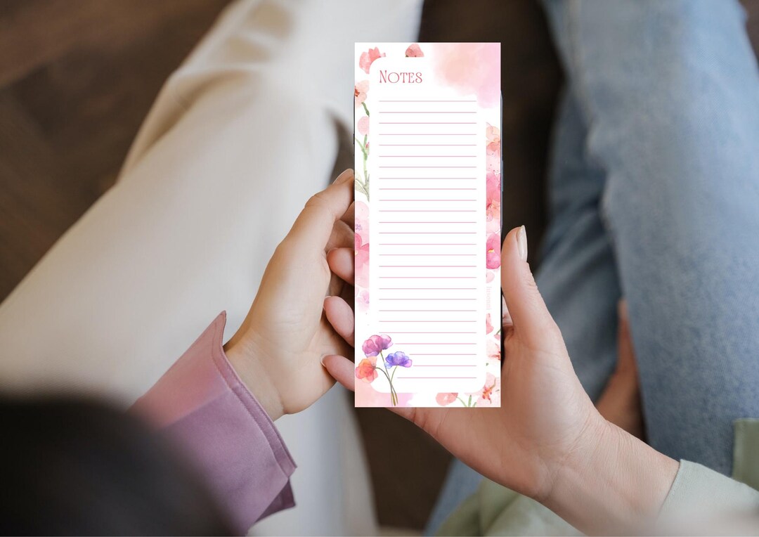 Flower Patterned Pink Printable Note Page 8x20 Cm Stylish Design for ...