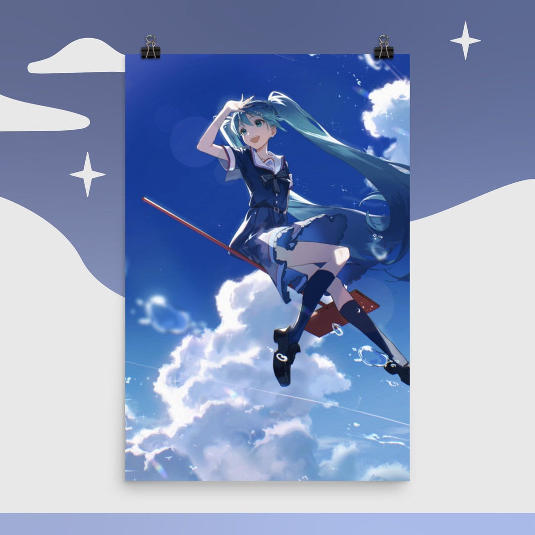 Hatsune Miku Flying Witch Premium Gloss Poster - Etsy