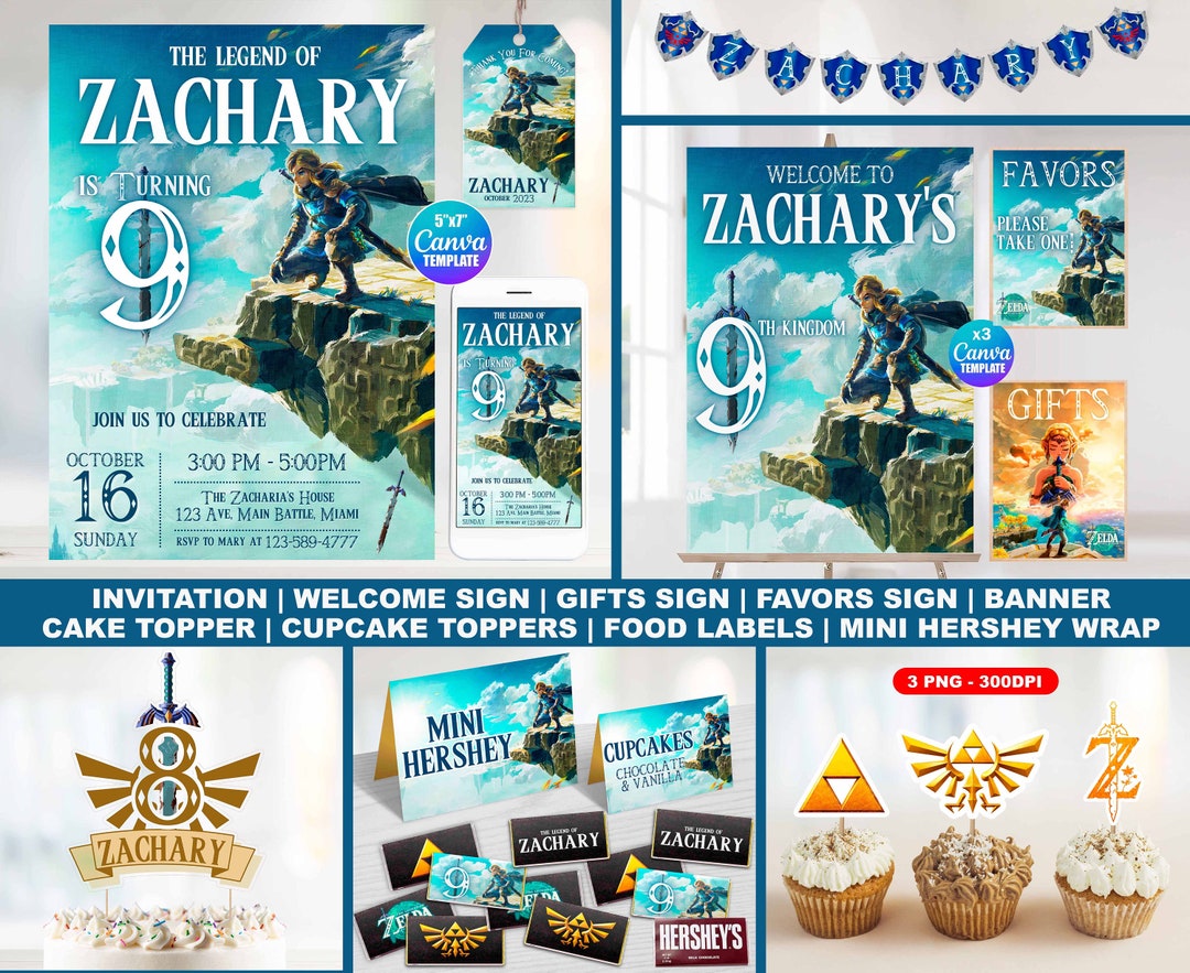 The Legend of Zelda Party Pack | Invitation | Welcome Sign | Favors ...