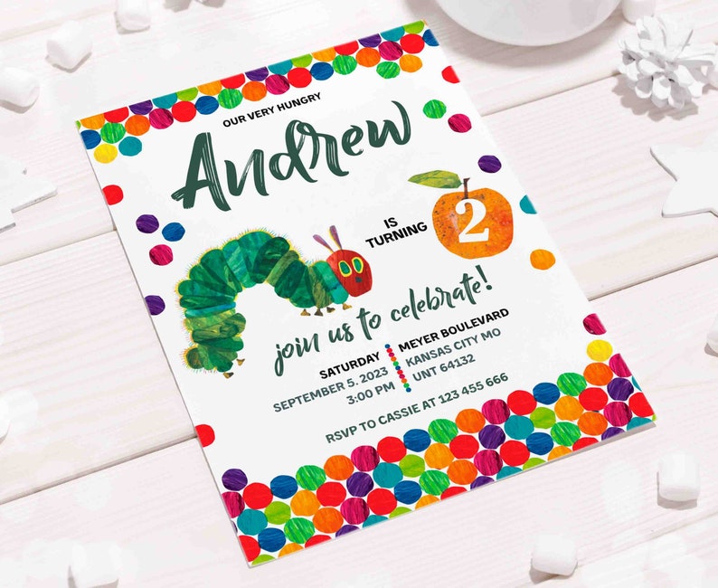 Editable the Very Hungry Caterpillar Birthday Invitation - Etsy