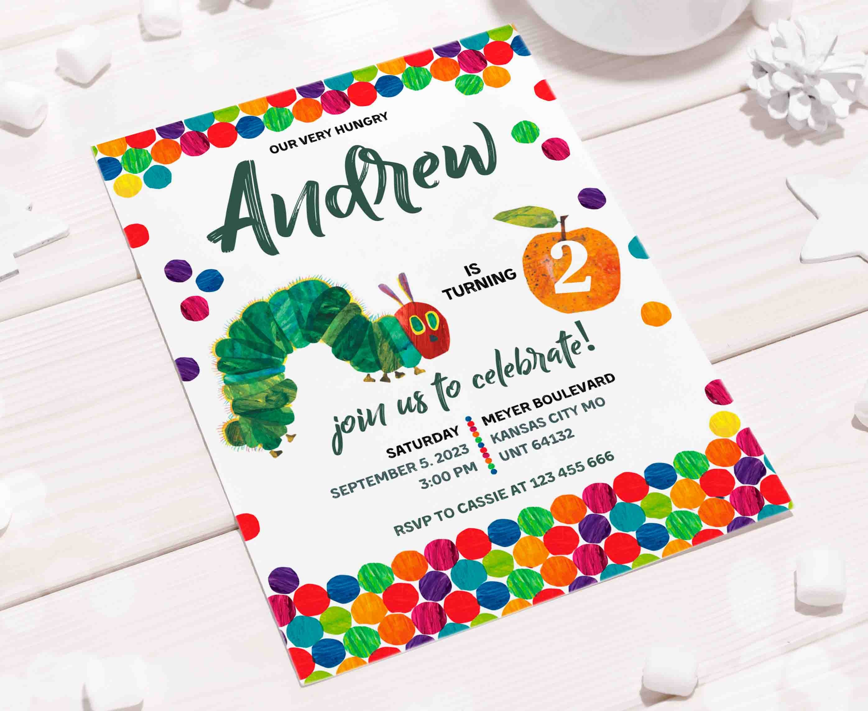 Editable the Very Hungry Caterpillar Birthday Invitation, Canva ...