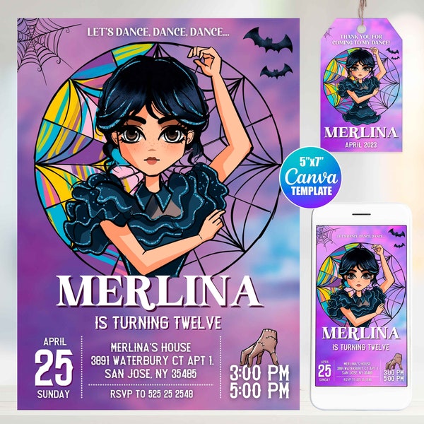 Wednesday Addams Birthday Invitation Template - Etsy