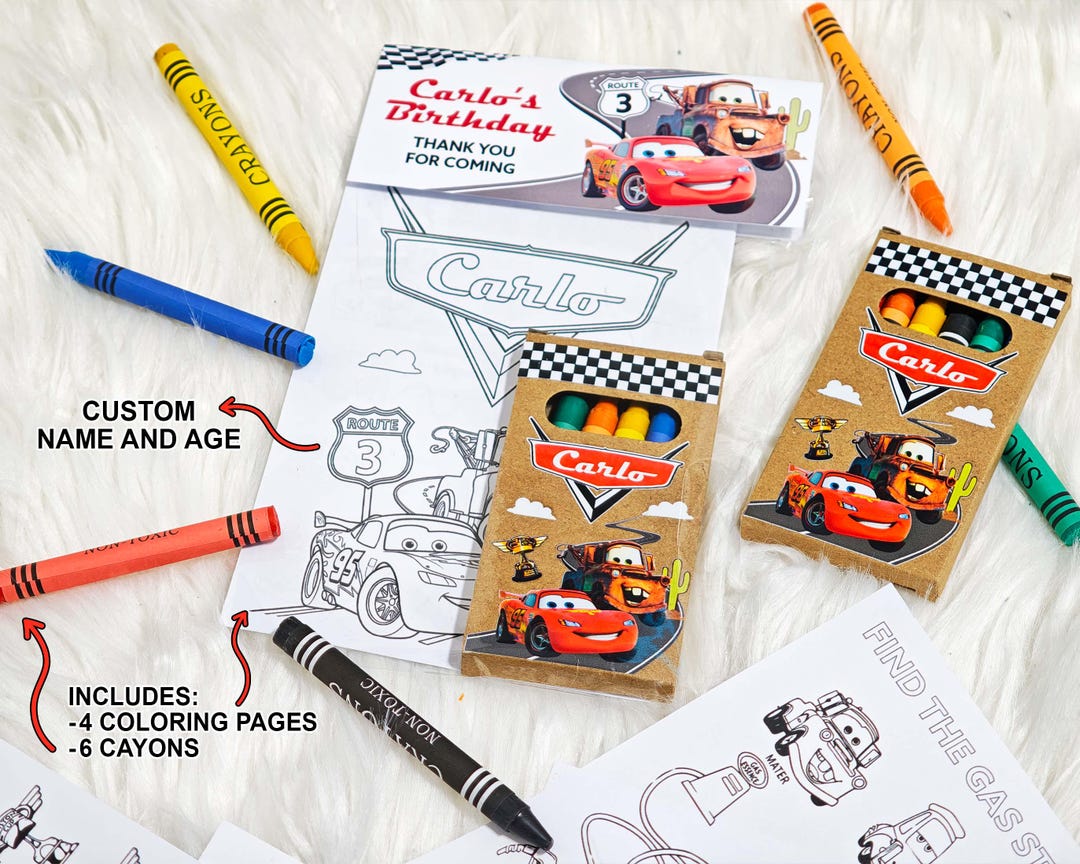 Cars Coloring Set | Cars Movie Birthday Party Favor | Custom Art Kit ...