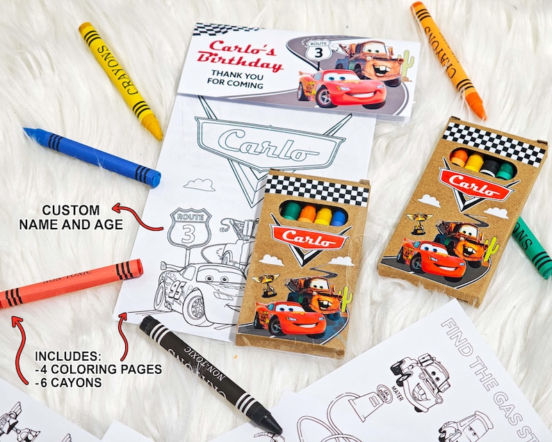 Cars Coloring Set | Cars Movie Birthday Party Favor | Custom Art Kit ...