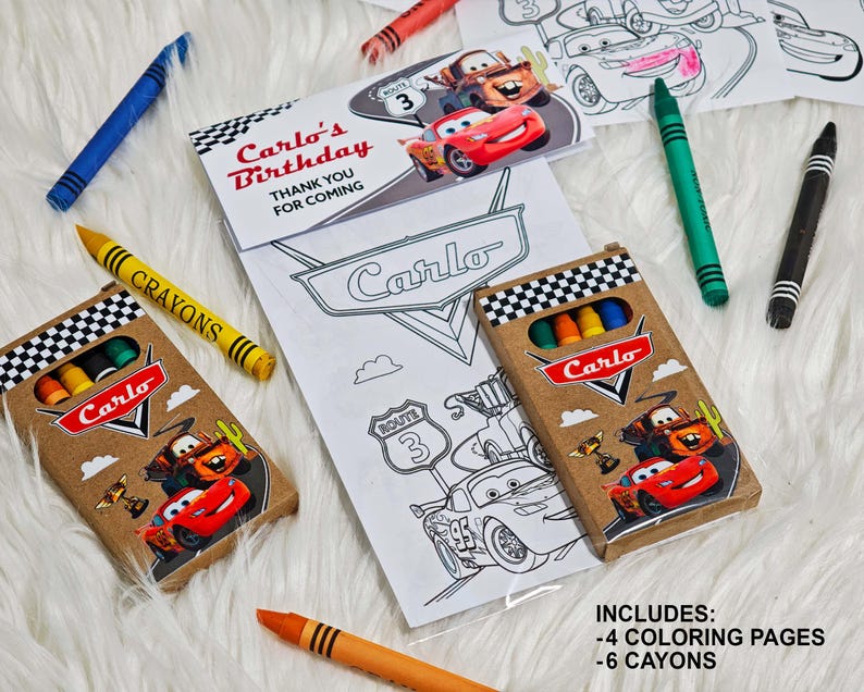 Cars Coloring Set | Cars Movie Birthday Party Favor | Custom Art Kit ...