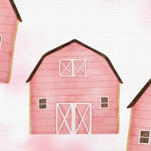 Watercolor Pink Cute Farm Clipart, Farm Animals Watercolor Digital ...
