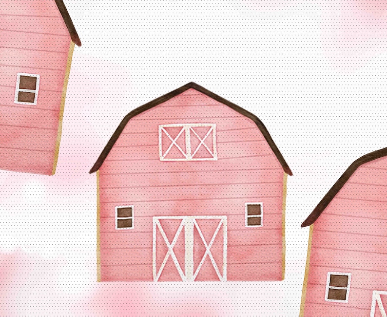 Watercolor Pink Cute Farm Clipart Farm Animals Watercolor - Etsy Australia