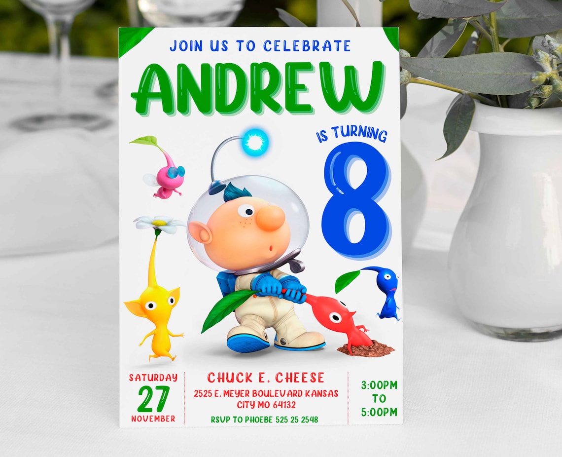 Pikmin Birthday Invitation, Pikmin Party Invite, Digital Invitation ...