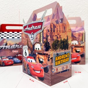 Personalised 10 Gable Box Cars Mater Lightning Mcqueen, Party Box Gift ...