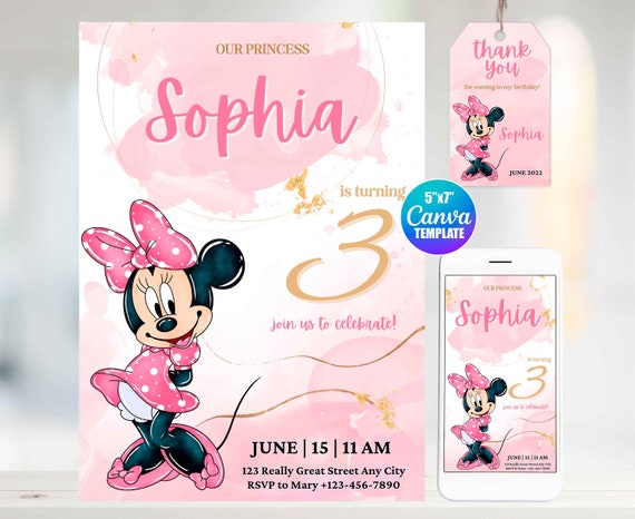 Plantilla De Invitaciones De Minnie Mouse