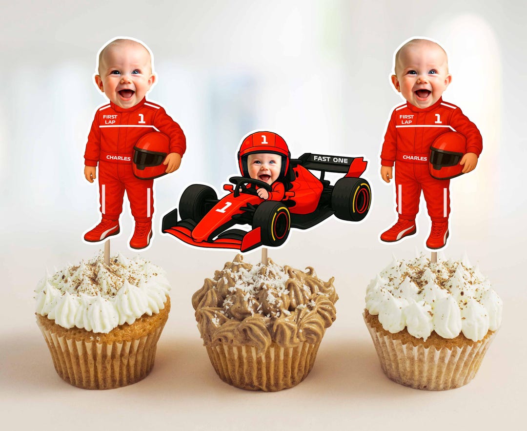 Custom Photo Racing Driver Cupcake Toppers: Fast One Theme - Etsy