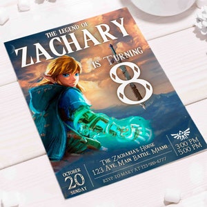 Editable the Legend of Zelda Birthday Invitation, Canva Template ...