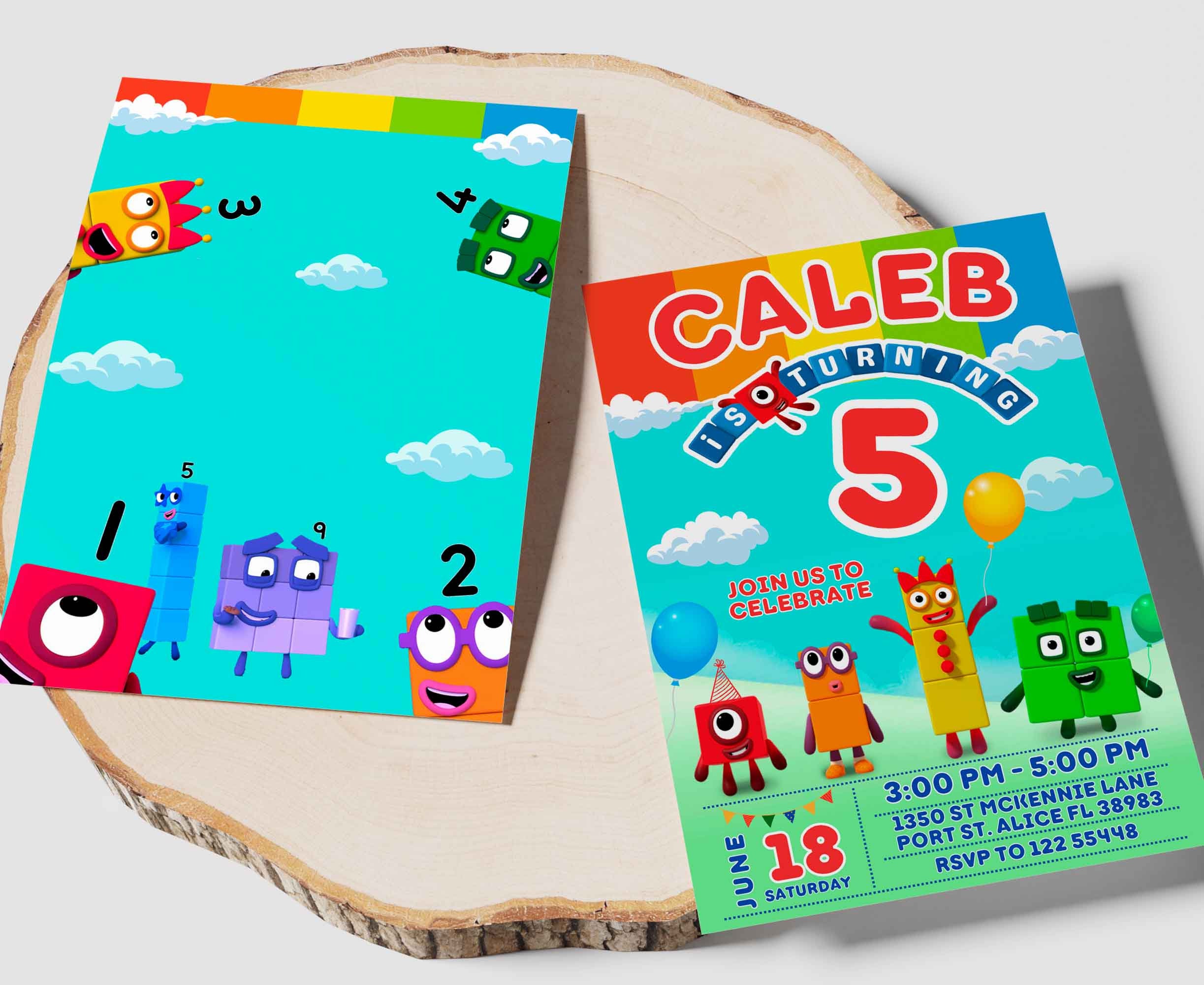 Numberblocks Birthday Invitation Canva Template Mobile Size - Etsy ...