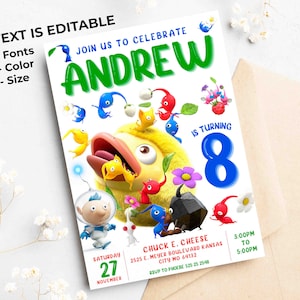 Pikmin Birthday Invitation, Pikmin Party Invite, Digital Invitation ...