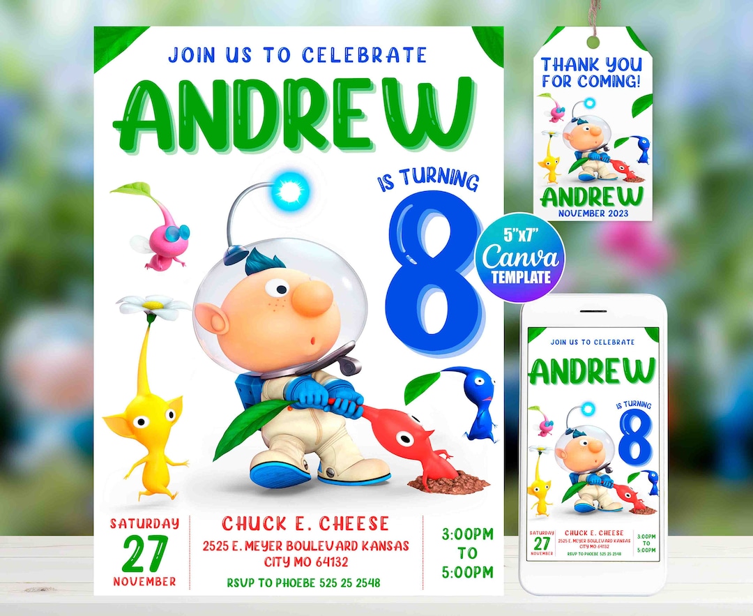 Pikmin Birthday Invitation, Pikmin Party Invite, Digital Invitation ...