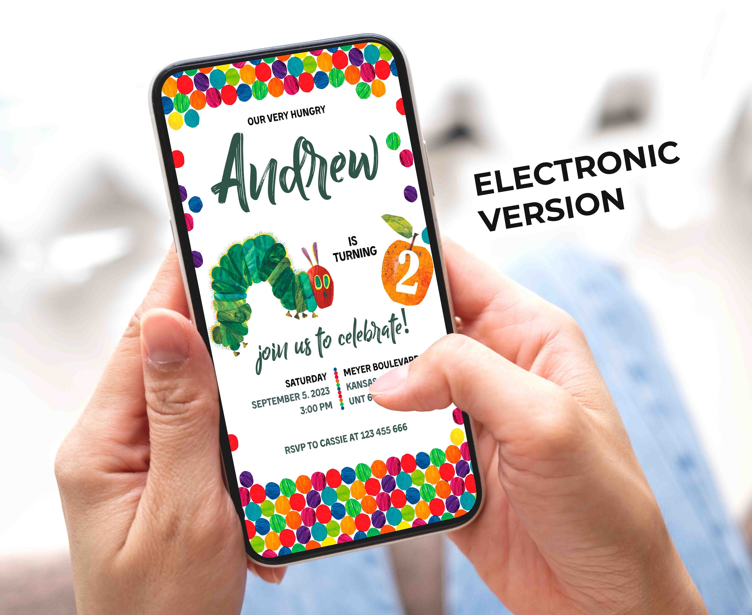 Editable the Very Hungry Caterpillar Birthday Invitation, Canva ...